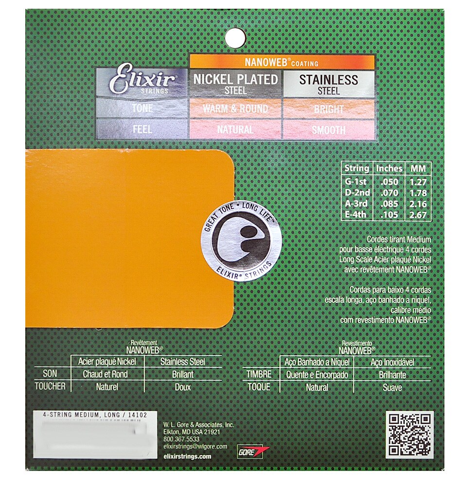 ELIXIR NANOWEB Medium Long Scale #14102 ベース弦 送料無料 | Sound House