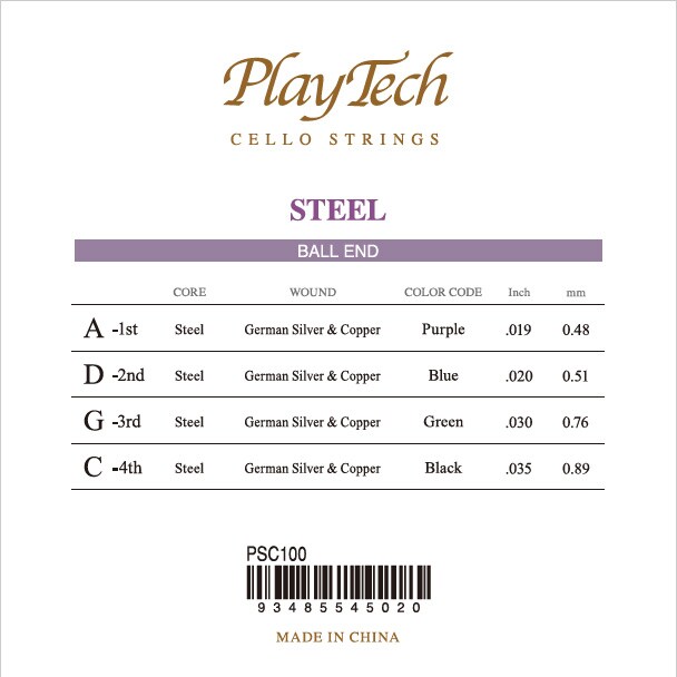 PLAYTECH ( プレイテック ) PSC100 チェロ弦 スチール 4/4セット | サウンドハウス