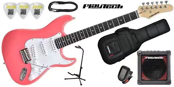 PLAYTECH ( プレイテック ) ST250 ギター入門セット Pink 送料無料 | サウンドハウス