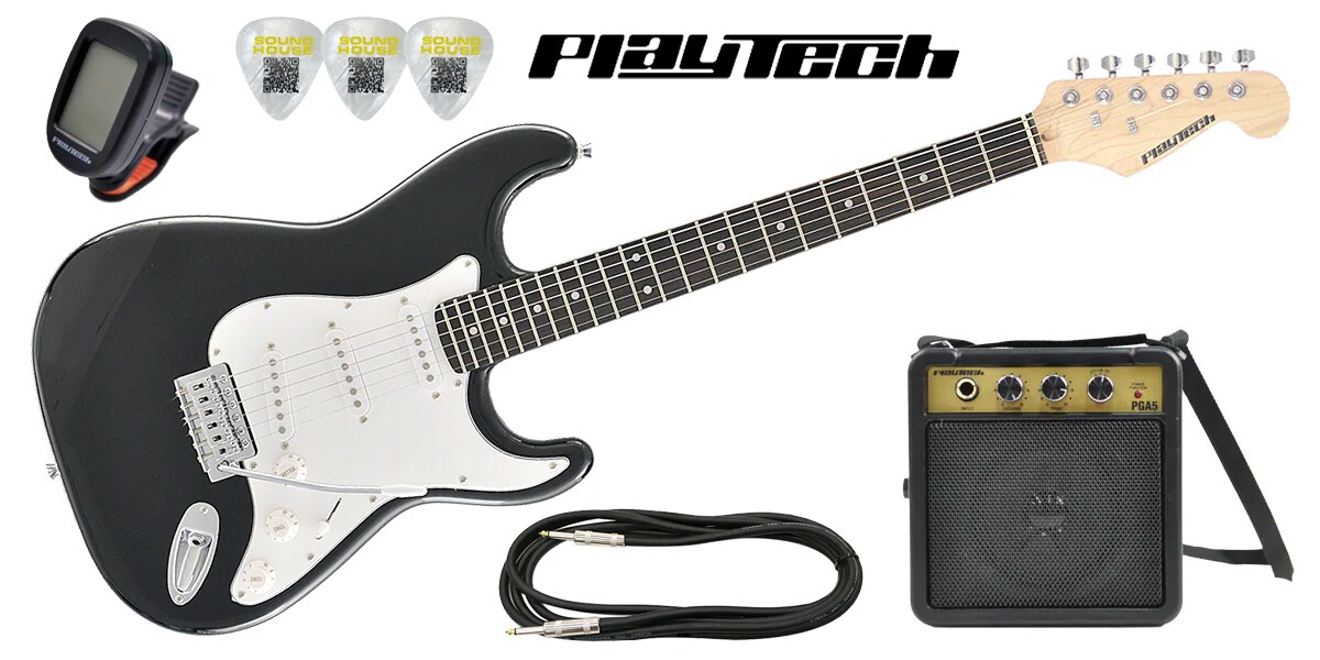 PLAYTECH プレイテック / エレキギター初心者セット ST250 Rose Black II 送料無料 | サウンドハウス