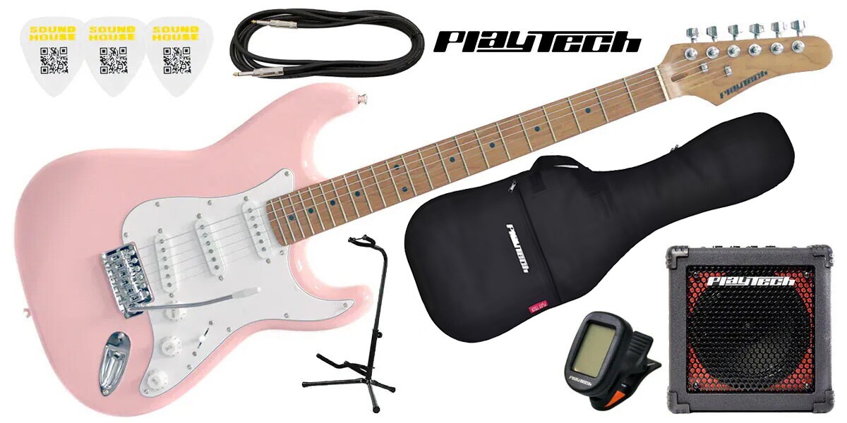 PLAYTECH ( プレイテック ) ST280ギター入門セット Pink 送料無料 | サウンドハウス